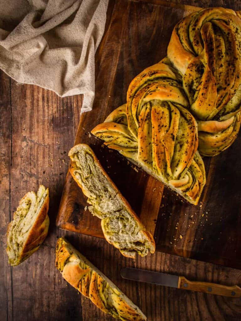 Savory Braided Pesto Bread Recipe from Scratch | Scarlati Family Kitchen