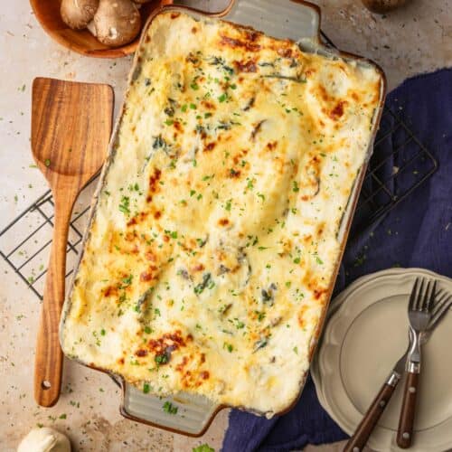 Creamy White Lasagna with Spinach and Mushrooms | Scarlati Family Kitchen